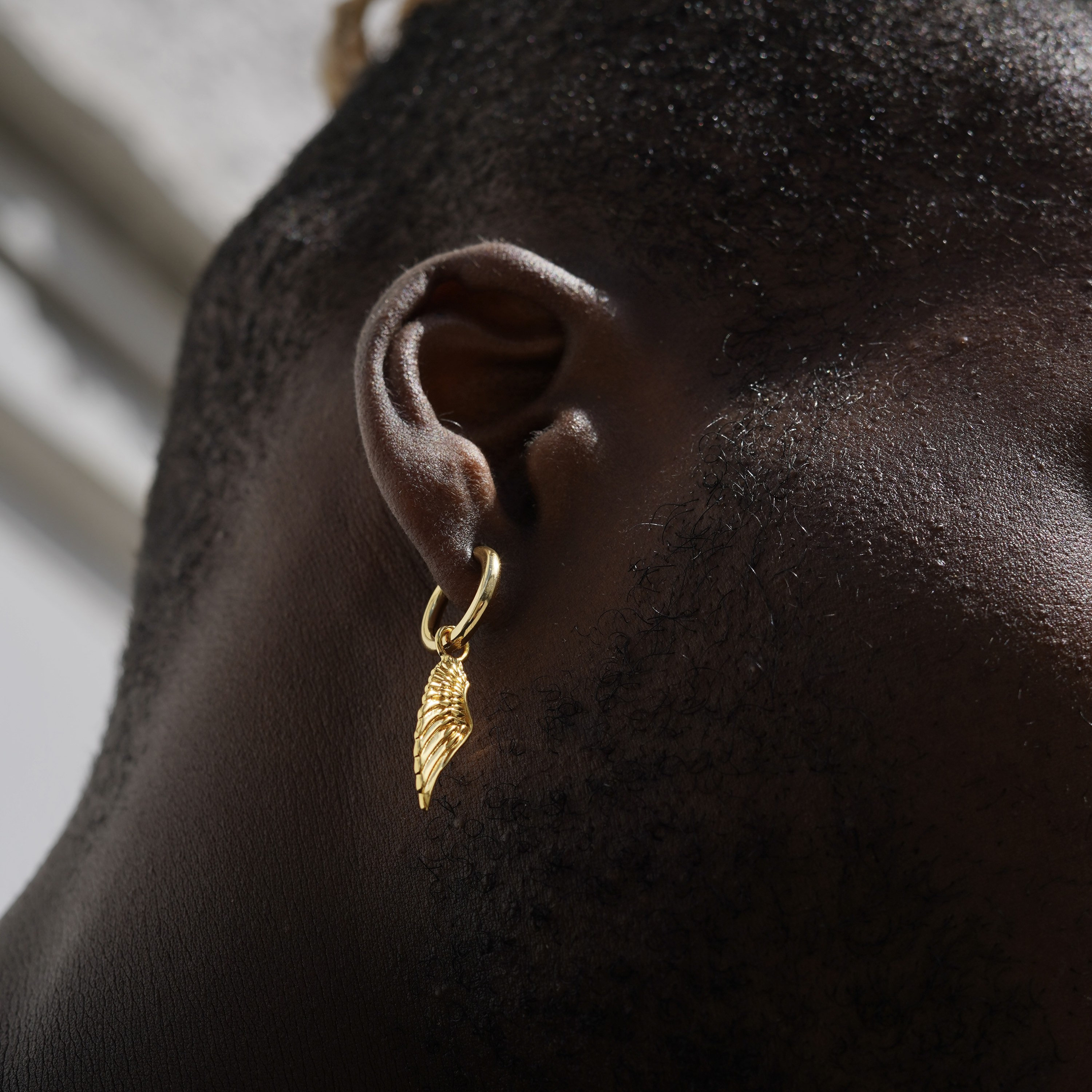 Mens Earrings - Mens Dangle Earrings - 18K Gold Earrings Men - Angel ...