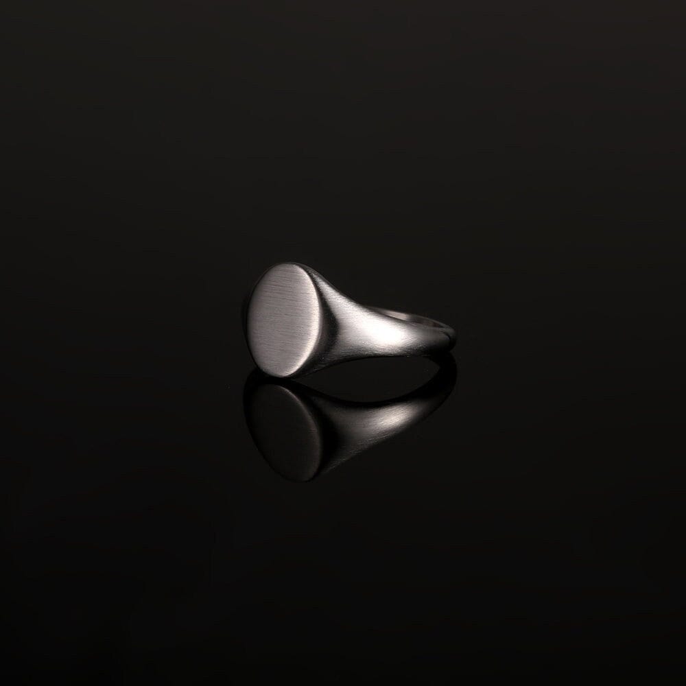 Black Signet Ring Men - Matte Finished Oval Ring - Mens Black Rings ...