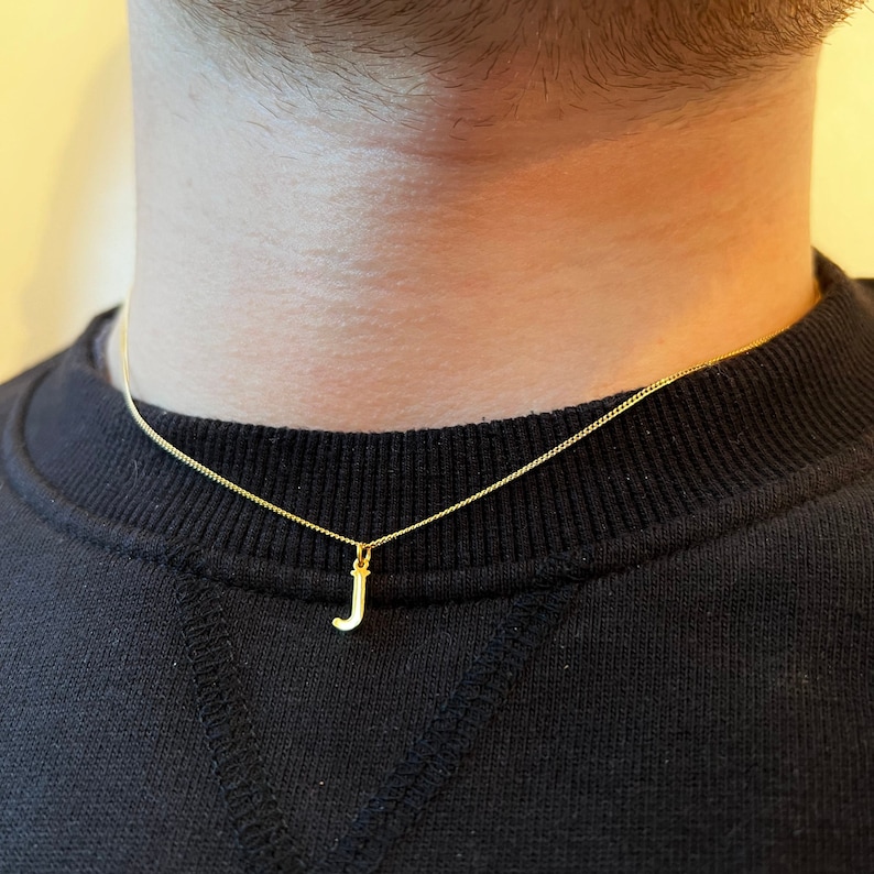 Gold Initial Necklace for Men A-Z Initial Pendant - Mens Gold Chain ...