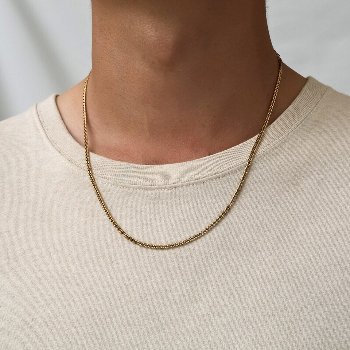 Mens Necklace Chain - Silver Flat Curb Link Chain - Mens Chains ...