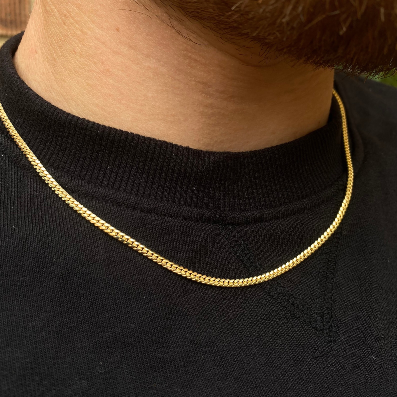3mm Thin Gold Chain 18K Gold Cuban Chain Mens Gold Chain - Etsy UK