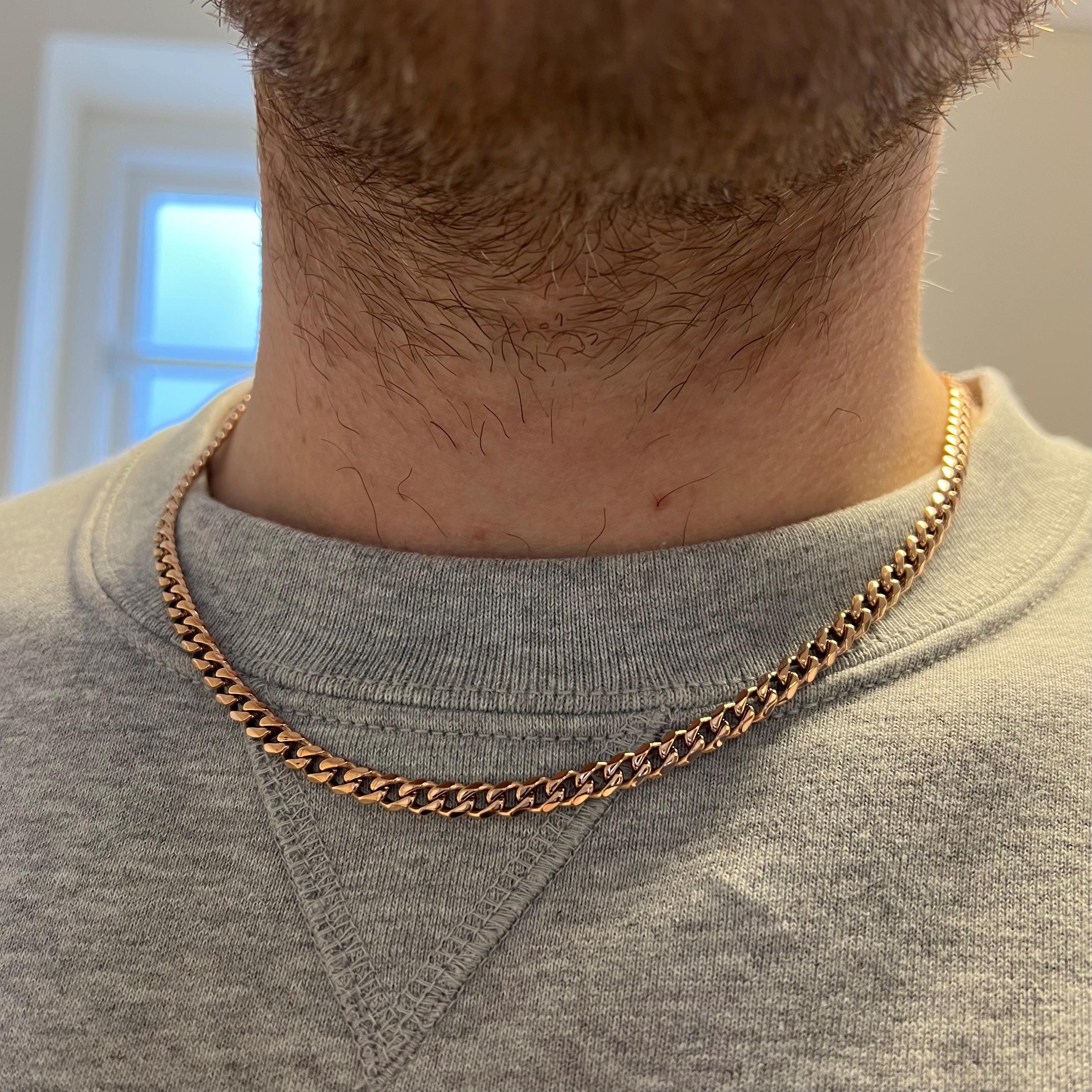 Rose Gold Cuban Link Chain - 5mm Rose Gold Chain - Mens Jewelry - Gold ...