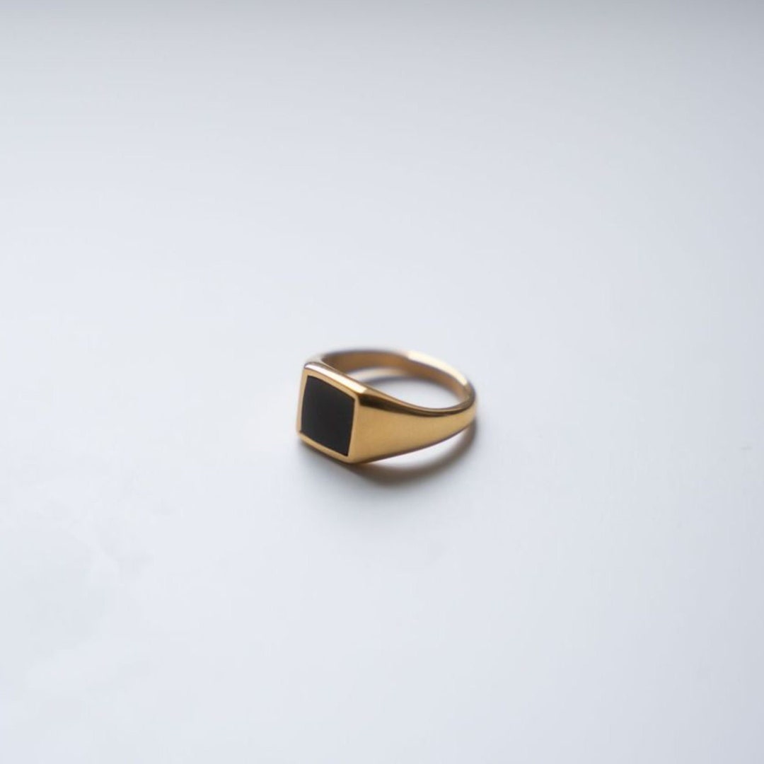 Square Onyx Signet Ring Men, Mens Ring, 18K Gold Signet Rings for Men, Mens Silver Signet Pinky ...