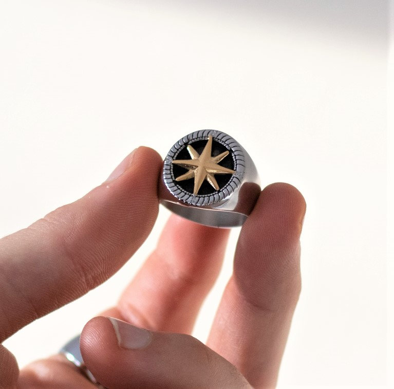 Mens Ring - Silver Compass Rings for Men - North Star Silver Ring - Man ...