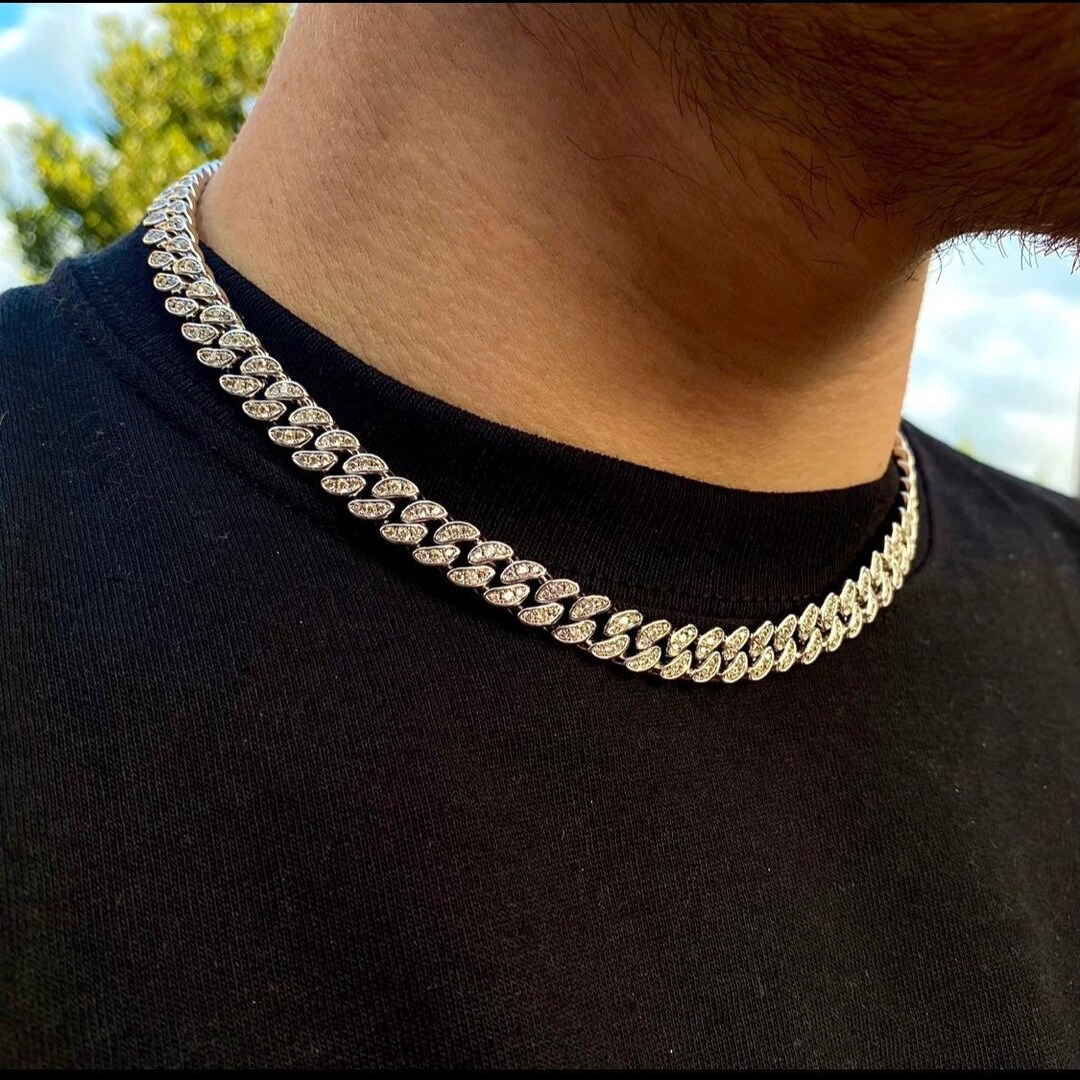 Mens Necklace Diamond Necklace Chain Men Silver Mens Chain 8mm Mens Necklace Diamond Necklace Chain Men Silver Mens Chain 8mm