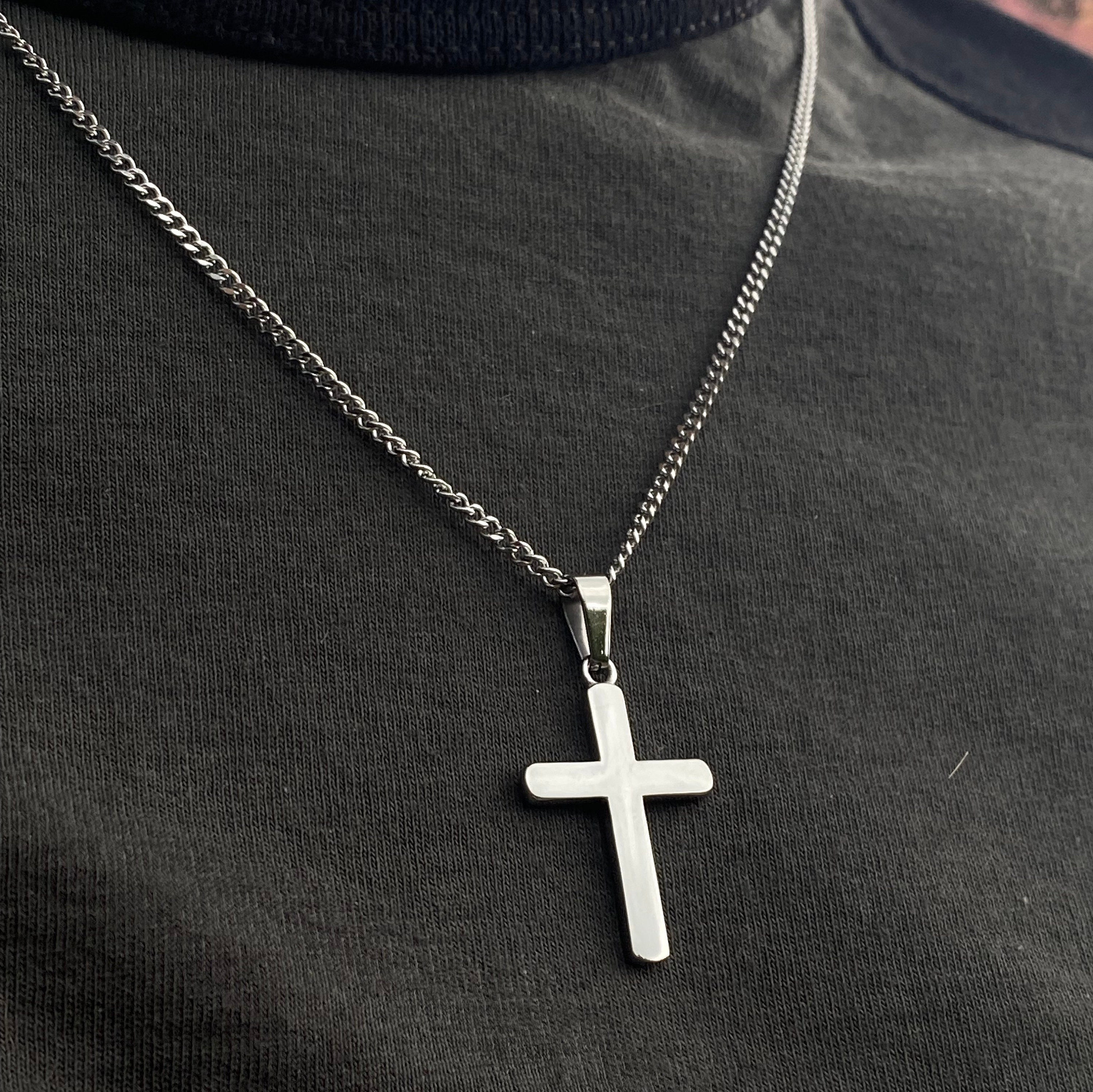 Collar colgante de cruz de plata crucifijo de plata colgante | Etsy