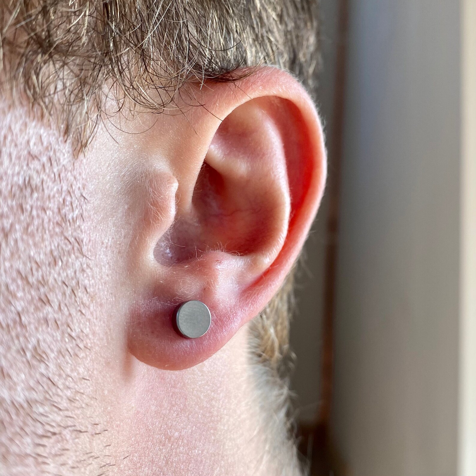 Mens Earrings - Gold Stud Earrings for Men - Circle 6mm Stud Earrings ...