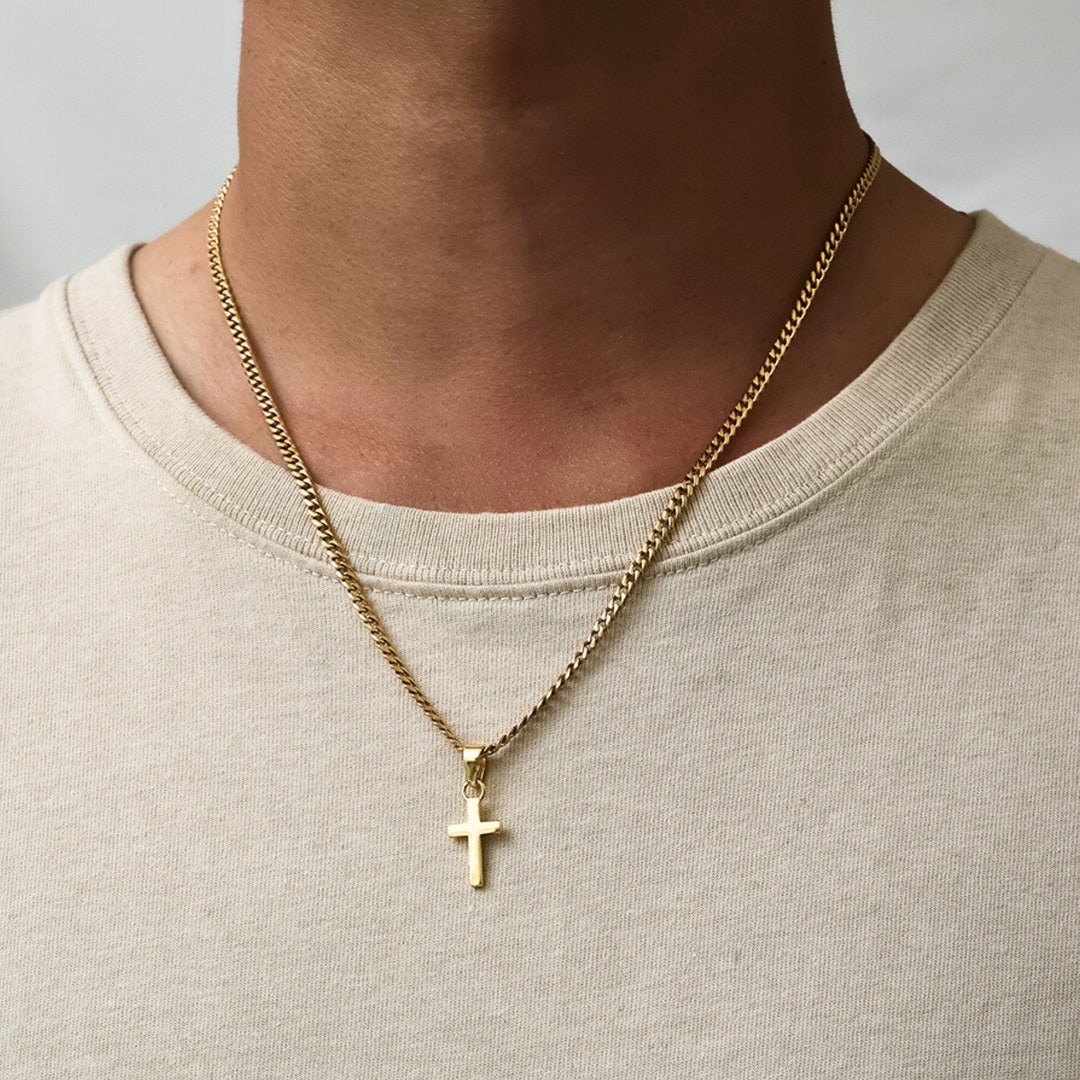 Mens Necklace, Gold Cross Necklace Men, Mens Cross Necklace for Men ...