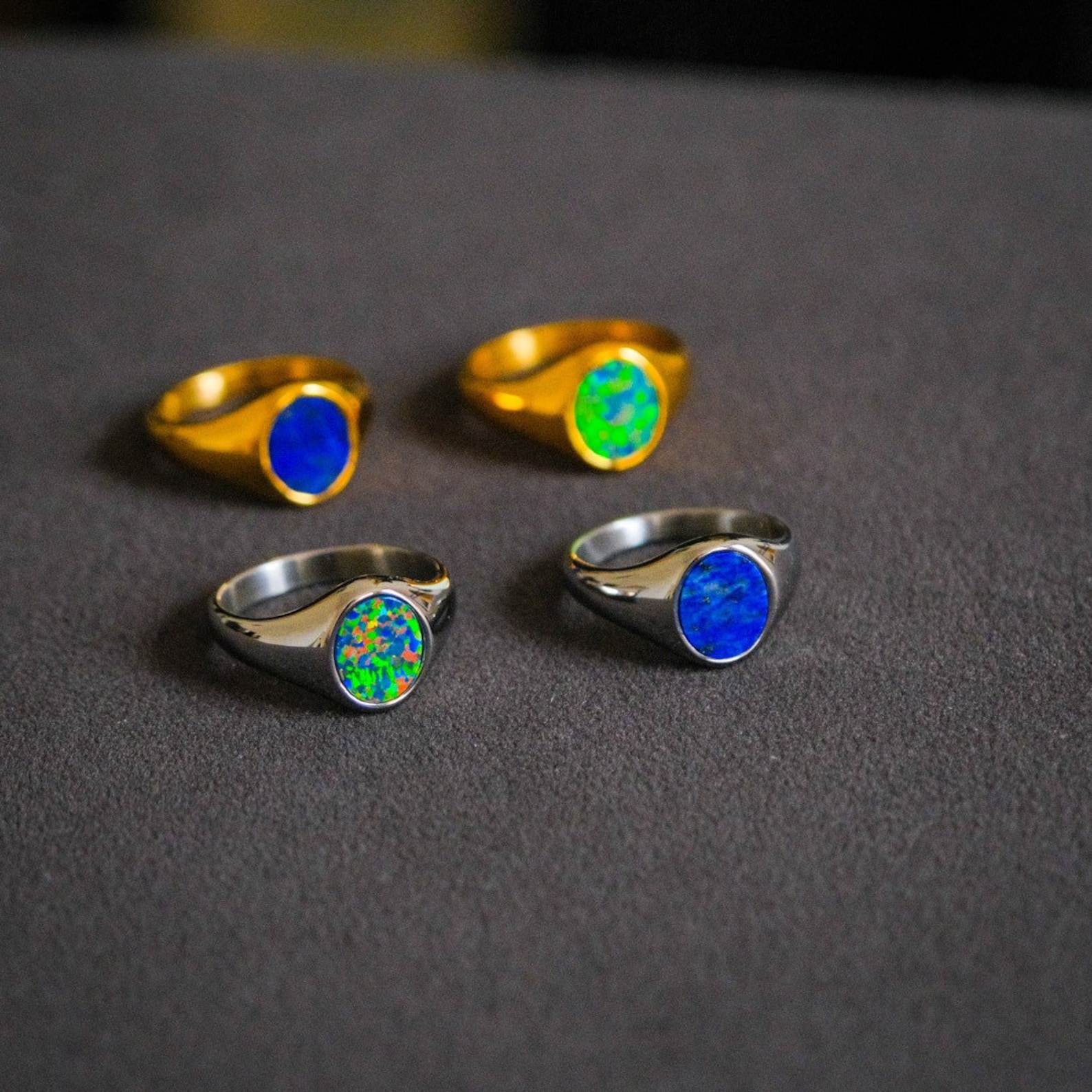 Lapis Lazuli Blue Signet Ring, Womens Silver Ring, Gold Signet Ring for ...