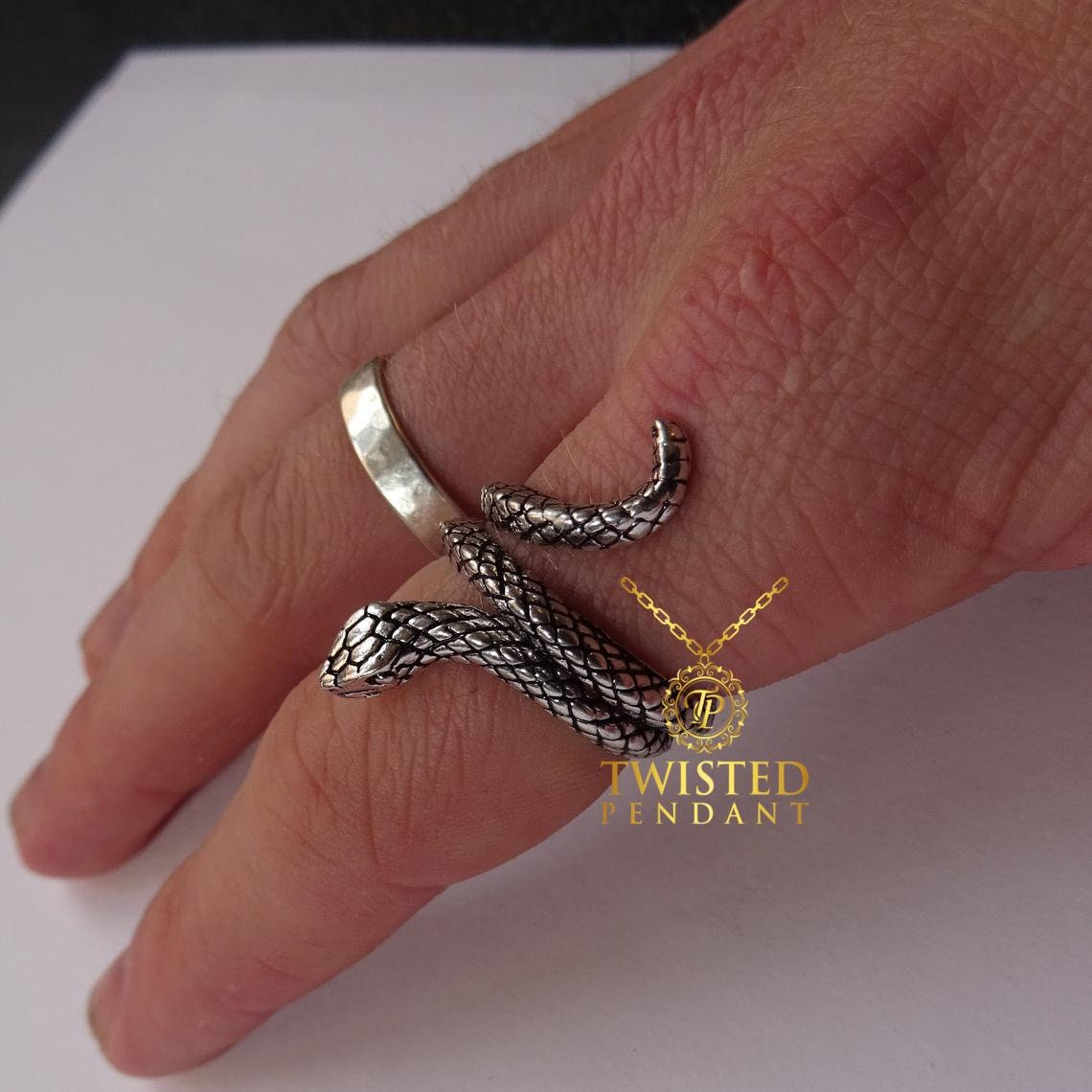 Mens Ring Silver Snake Ring Adjustable Ring Silver Man - Etsy