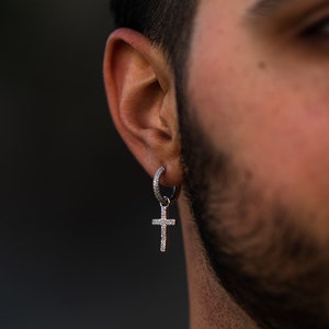 Mens Earrings - Gold Cross Earrings Men - Diamond Cross Earrings for ...