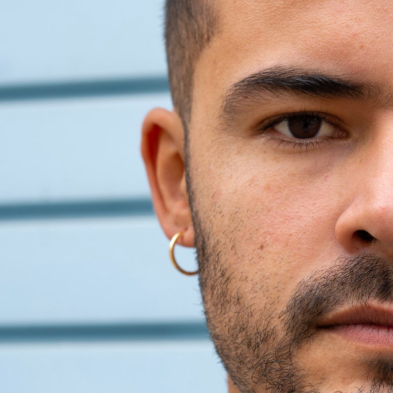 Mens Gold Hoop Earrings - 12mm/18mm Mens Hoop Earrings - Hoops for Men ...