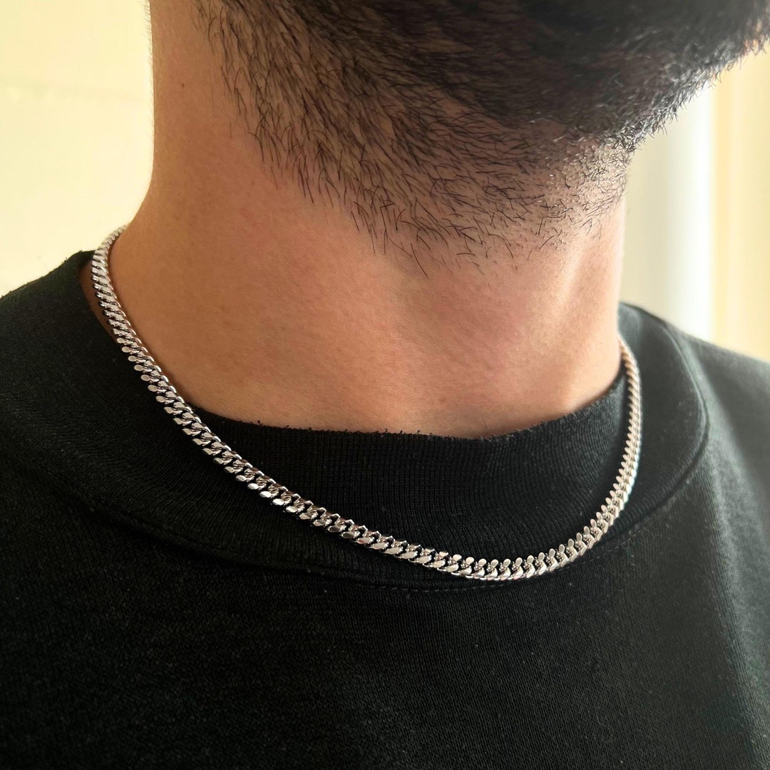 5mm 925 Silver Cuban Chain, Mens Chain, Silver Curb Chain Mens, Mens ...