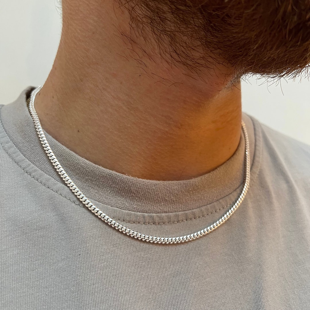 925 Sterling Silver Chain - Silver Miami Cuban Link Chain - Mens Silver ...