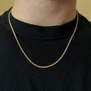 Gold Connell Chain - 2mm Thin Mens Gold Chain Necklace - 18K Gold ...