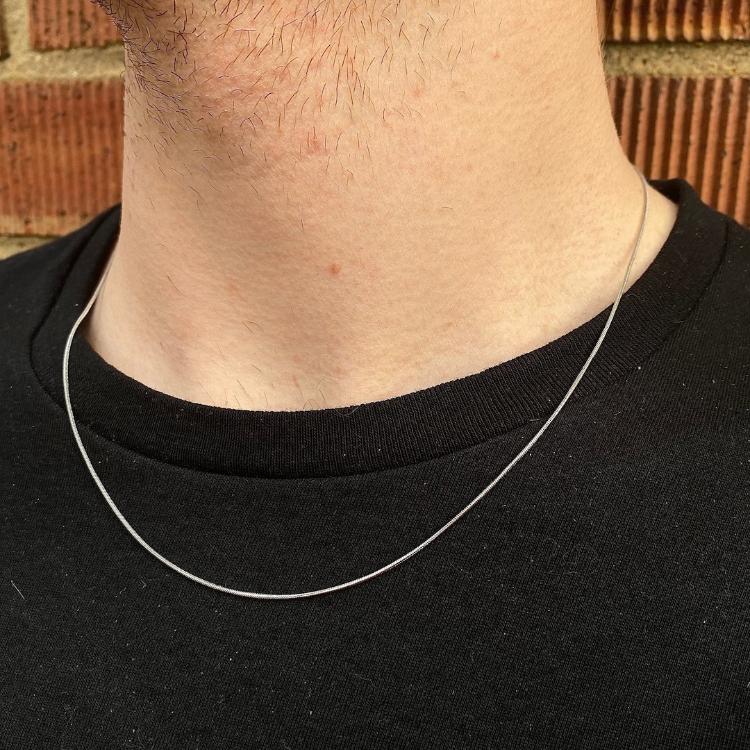 Thin Silver Snake Chain Necklace, Mens Silver Necklace Chain - Round ...