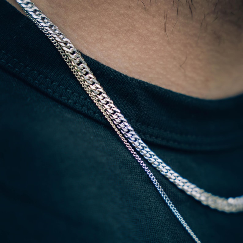 925 Silver Chain - Mens Curb Chain Necklace - 4mm Silver Chain for Men ...
