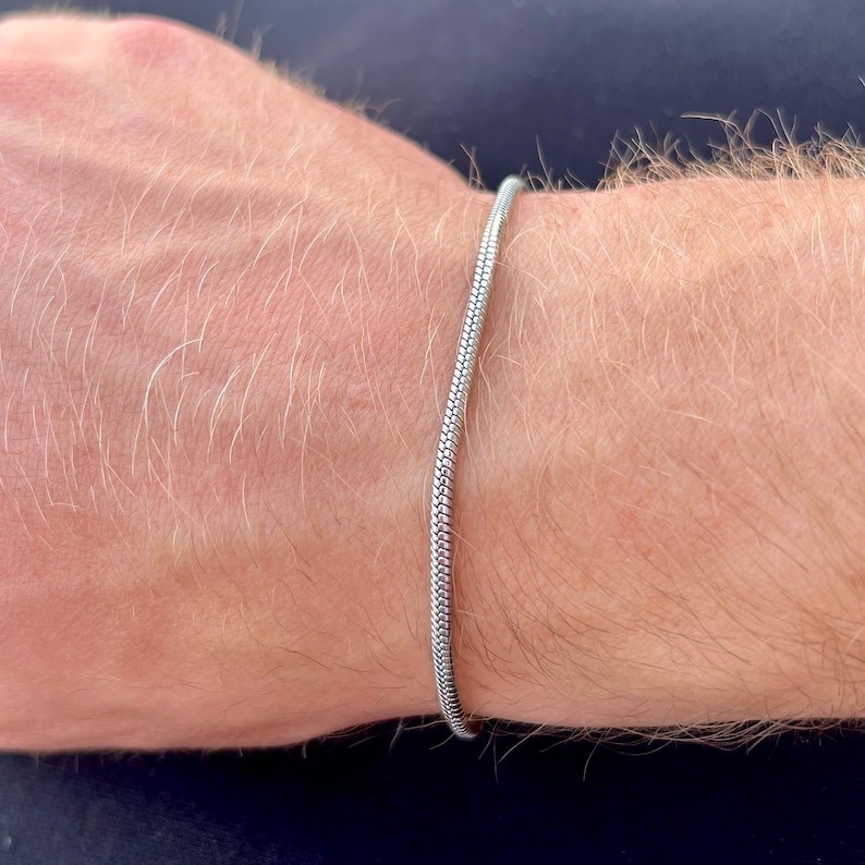 Mens Bracelet - Silver Rope / Snake Bracelet for Men - Minimalist ...