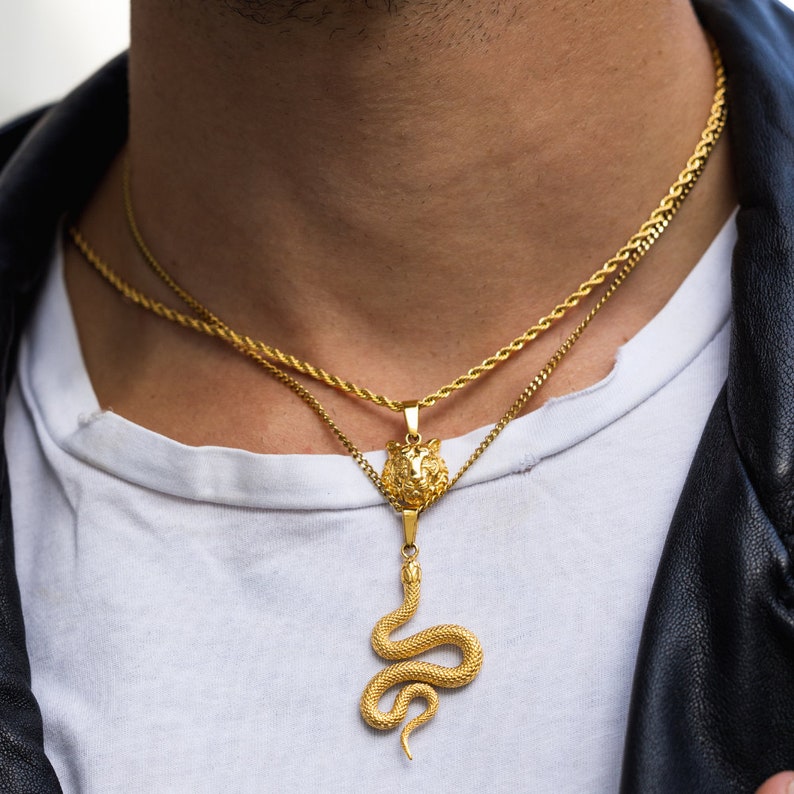 Mini Tiger Necklace Mens 18K Gold Plated Necklace Tiny - Etsy