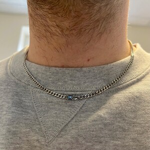 Silver Chain With Gemstone Necklace - Blue Diamond Necklace for Men ...