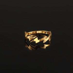 Mens Ring - Black Lightning Bolt Ring for Men - Mens Black Ring - Unisex Adjustable Band Ring ...