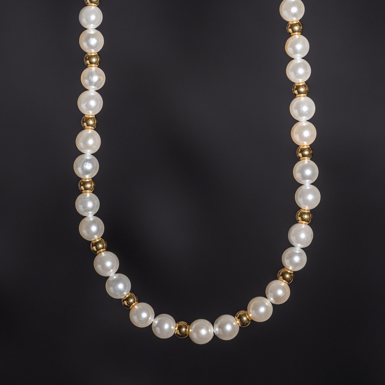 Mens Gold Pearl Necklace Chain - Shell Pearl Necklace Men, Gold Chain ...