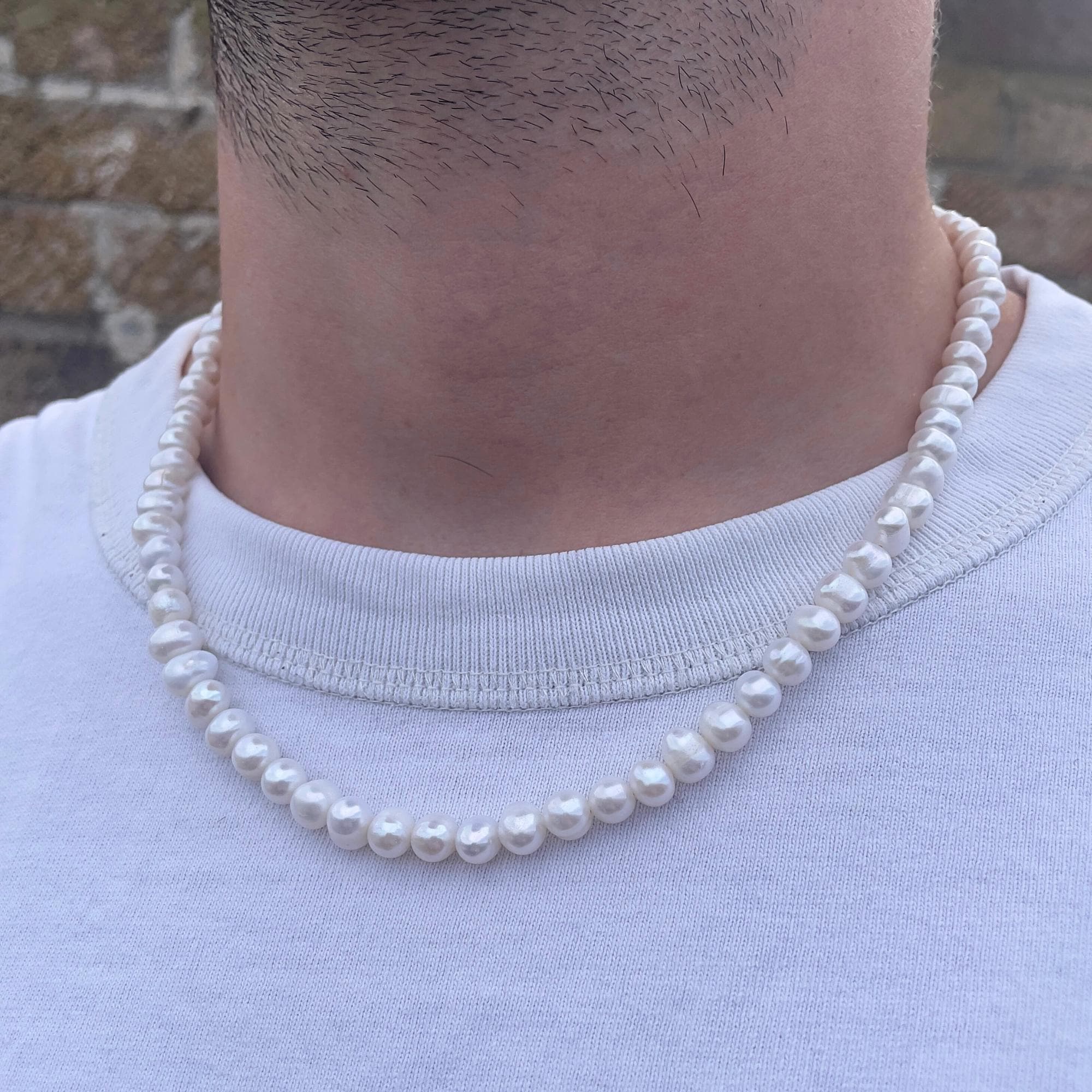 Mens Pearl Necklace Chain, Freshwater Pearl Chain, Authentic Pearl ...