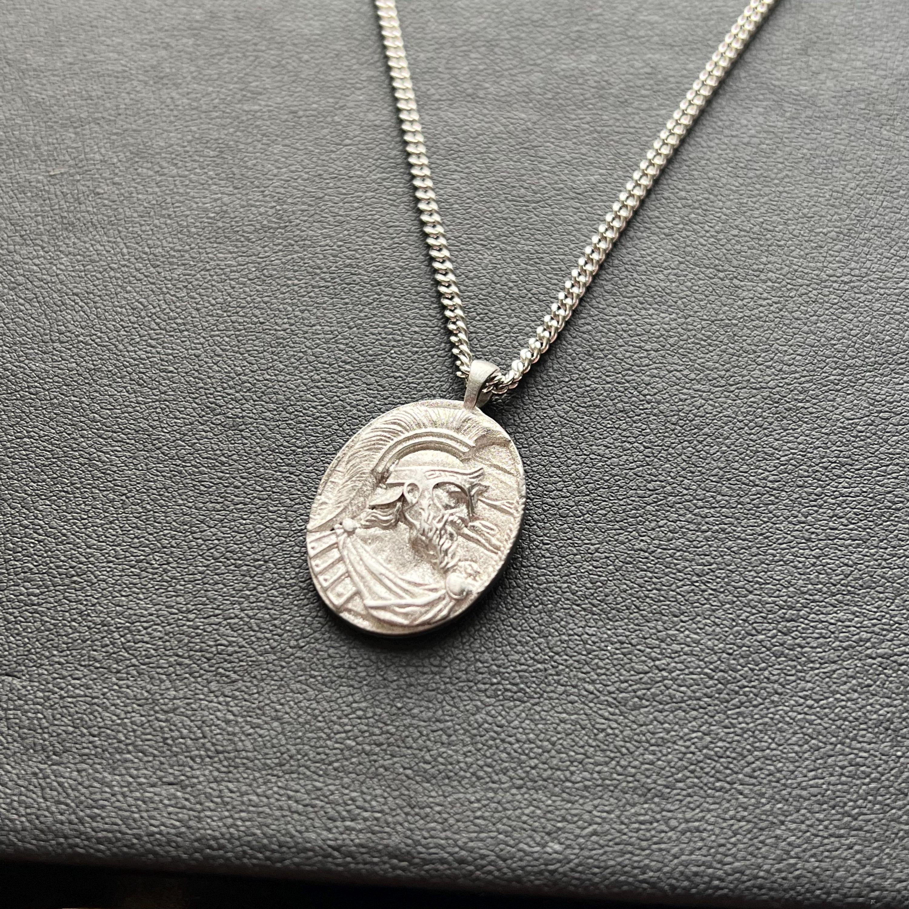 Mens Necklace - 18K Gold Warrior Pendant - Greek God Ares Pendant ...