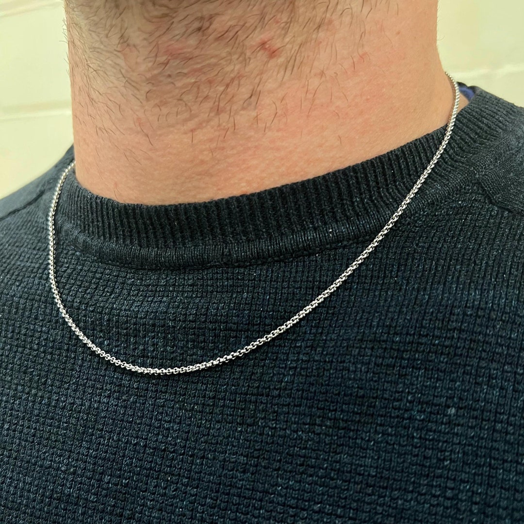 2mm Silver Belcher Chain, Mens Chain, Silver Thin Chain Mens, Mens ...