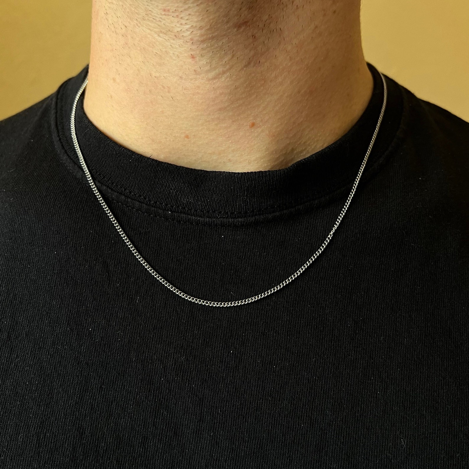 Thin Silver Chain - 2mm Silver Curb Connell Chain Necklace - Mens Chain ...