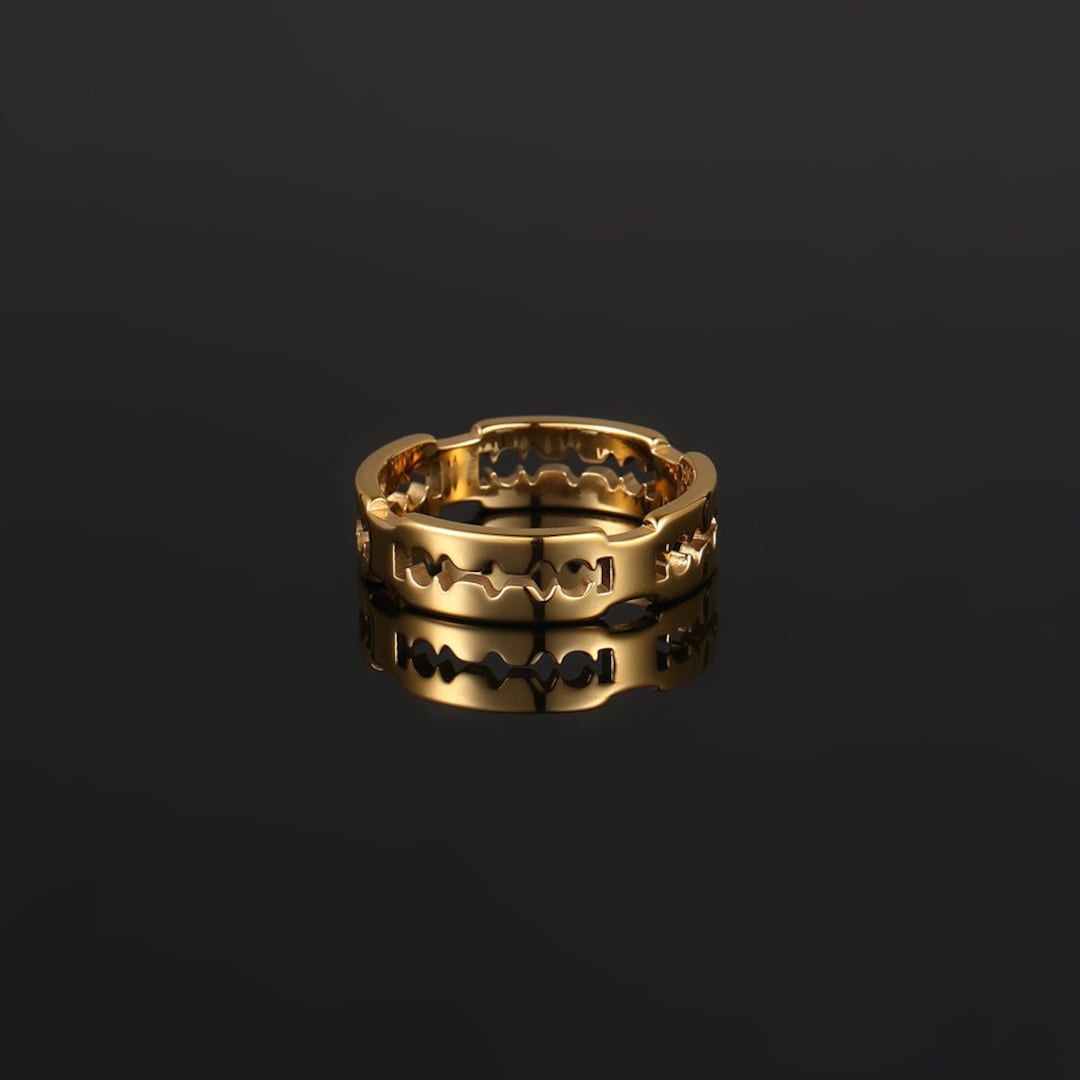 Mens Ring - 18K Gold Razor Ring - Simple Gold Stainless Steel Rings for ...