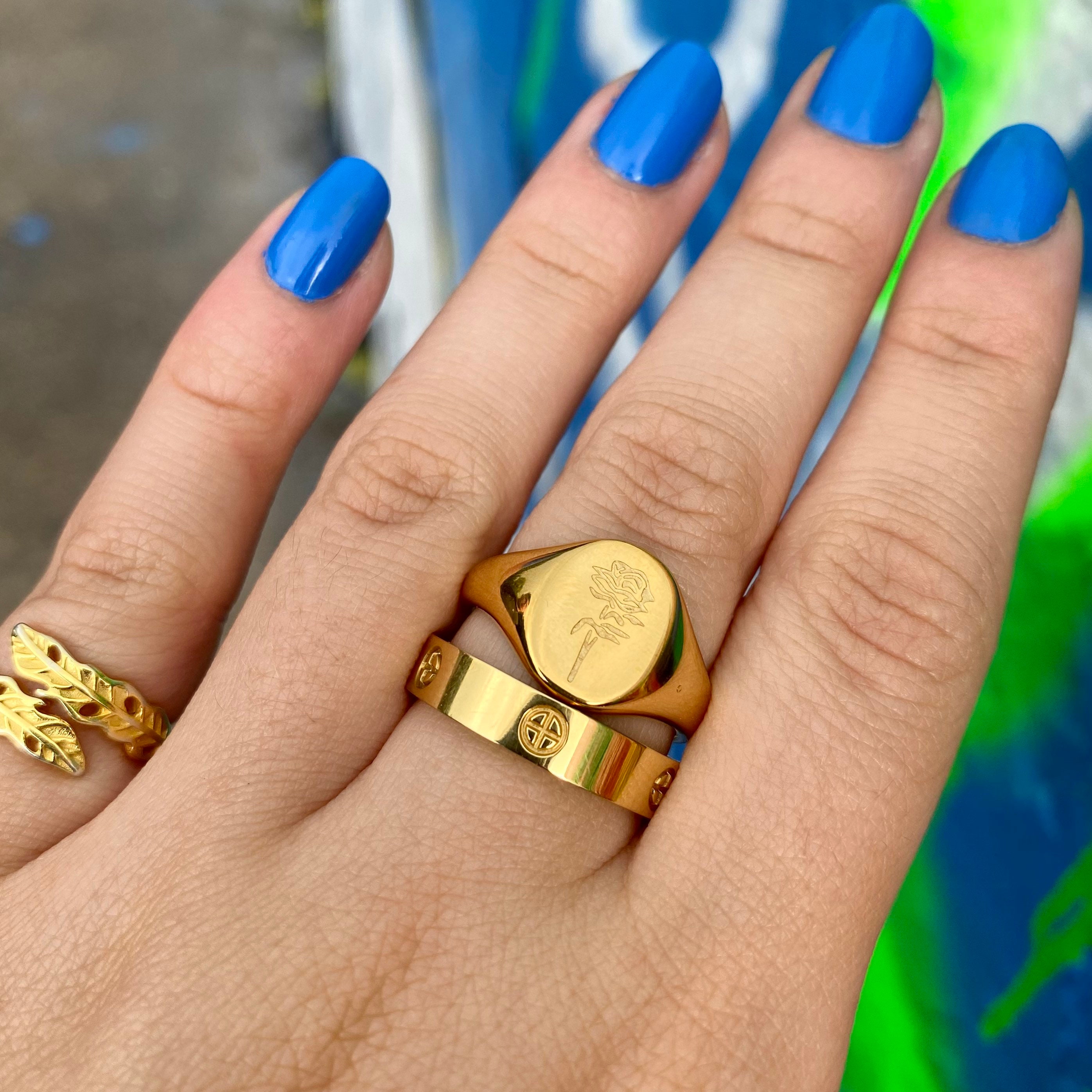 18K Gold Signet Ring Gold Signet Rings for Women Signet Ring | Etsy UK