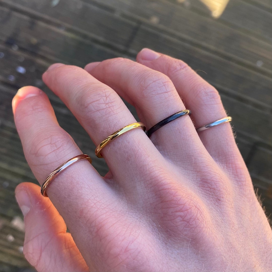 Mens Ring - Thin Band Rings for Men - Silver / Gold / Rose Gold / Black Rings - Stainless Steel ...