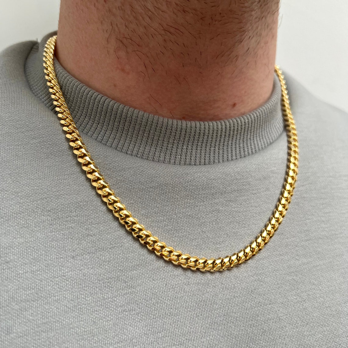 Thick Gold Chain - Gold Miami Cuban Chain - Mens Gold Chain - Box Lock ...