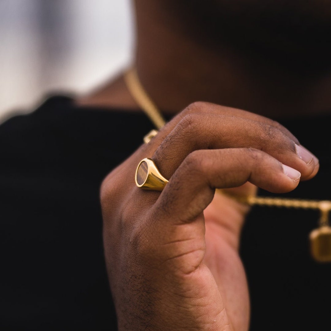 Gold Rings On Hand For Men