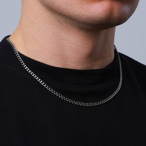 4mm Silver Cuban Chain, Mens Chain, Silver Chain Mens - Mens Necklace ...