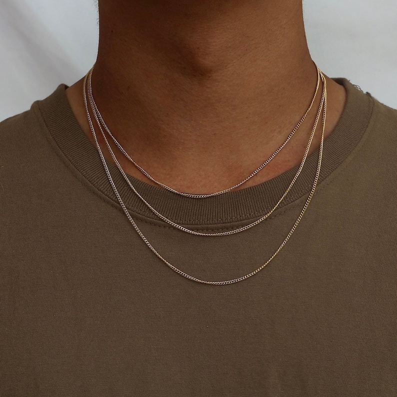 Thin Gold Chain Necklace Mens Gold Curb Connell Chain 2mm - Etsy