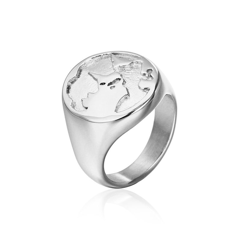 Gold World Map Signet Ring Mens Rings 18K Gold Signet Ring - Etsy