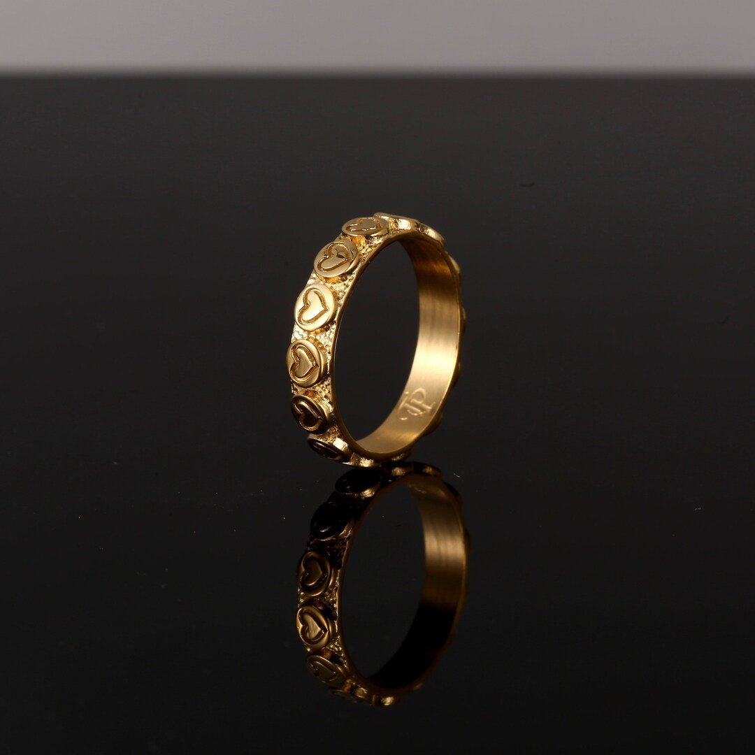Mens Ring - 18K Gold Love Band Ring, Mens Pinky Rings, Signet Ring Man ...