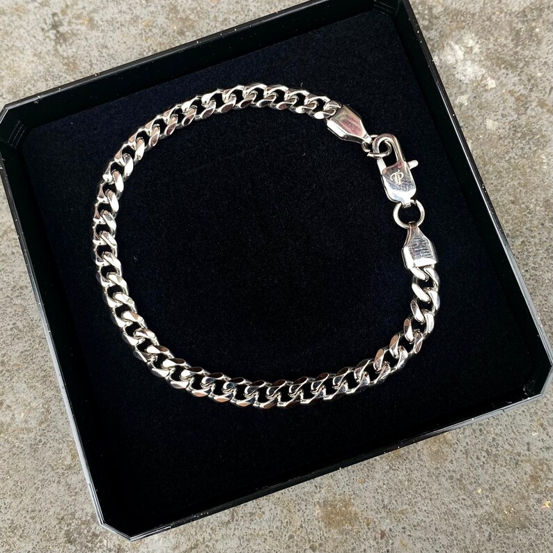 Mens Bracelet 5mm Cuban Mens Silver Bracelet Silver Chain - Etsy