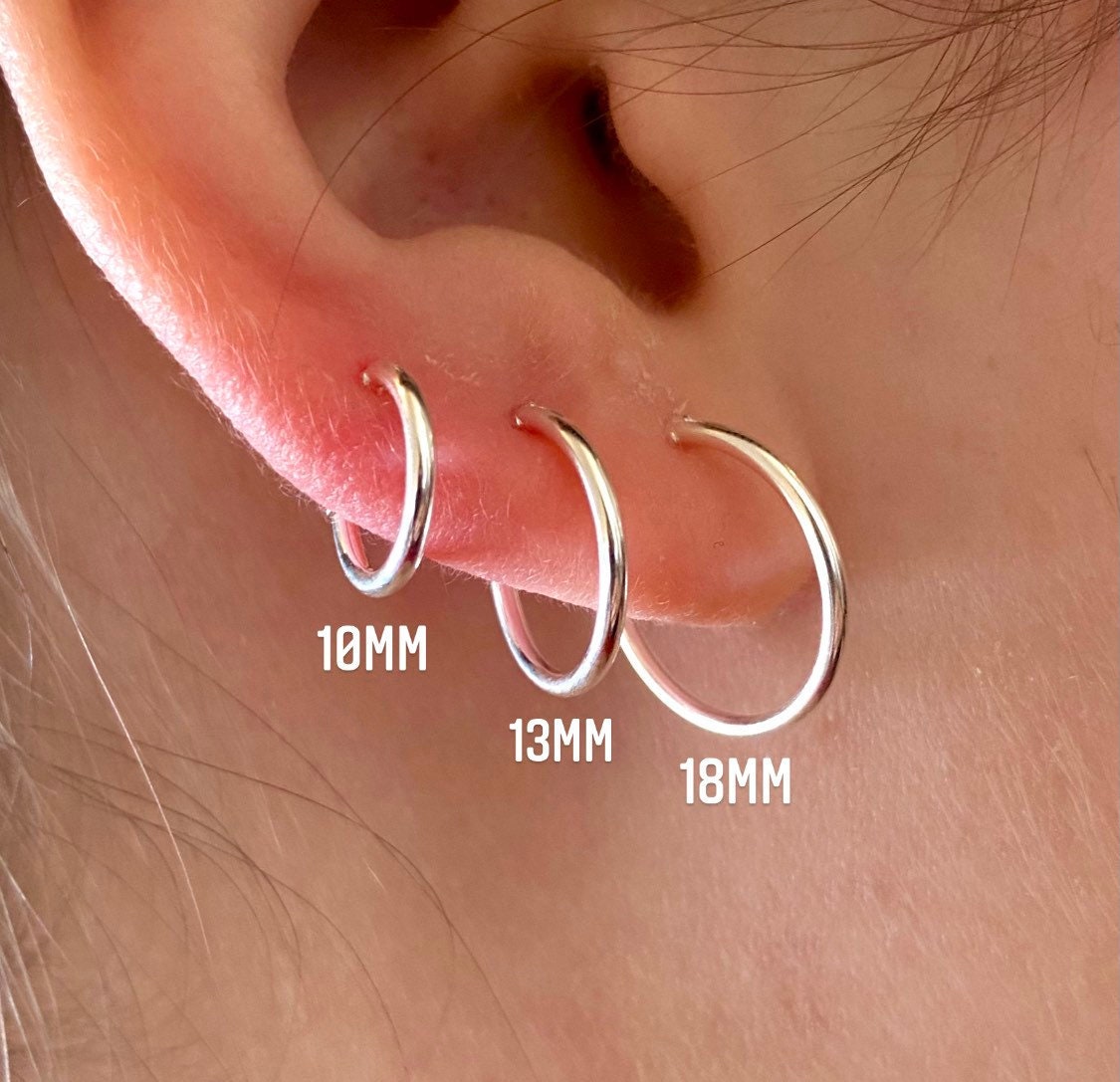 925 Sterling Silver Hoop Earrings Thin Small Silver Hoops, Dainty ...