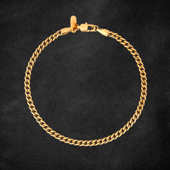 18k Gold Mens Bracelet Chain For Men 3mm Bracelets Cuban Link | Etsy