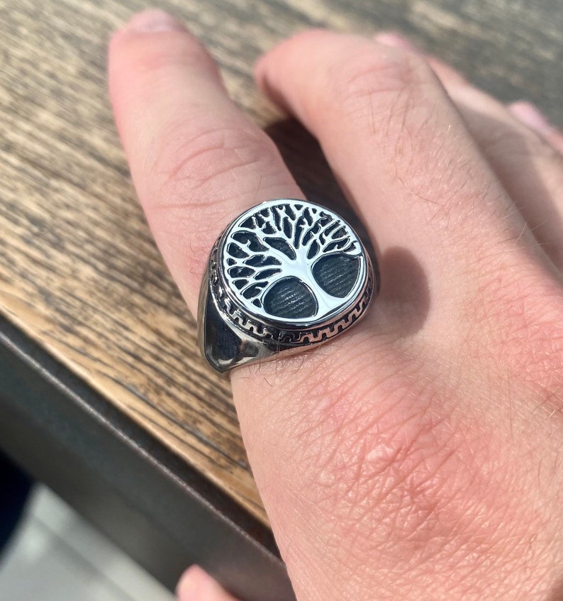 Mens Ring Gold Tree of Life Ring Signet Ring Mens Large - Etsy UK