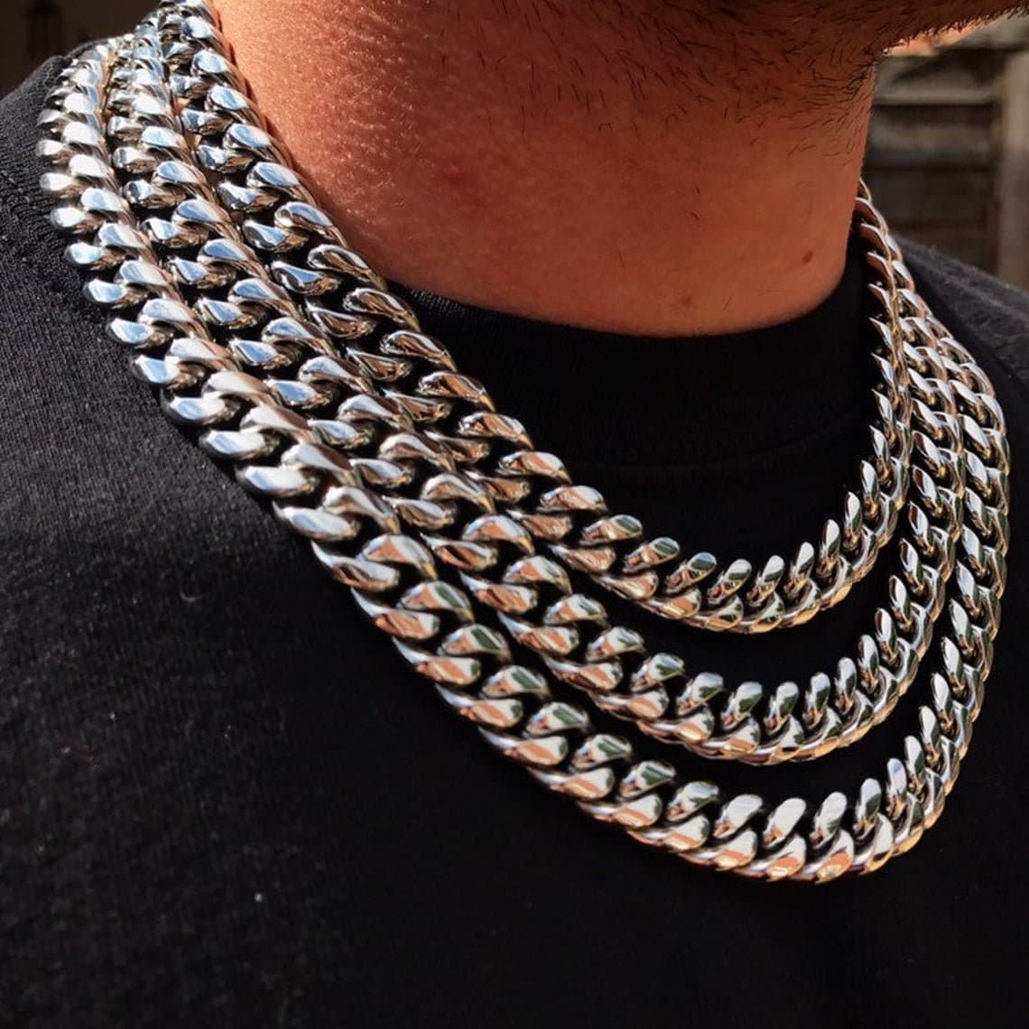 Silver Chain Necklace Mens Chains Cuban Choker Chain Stainless - Etsy UK