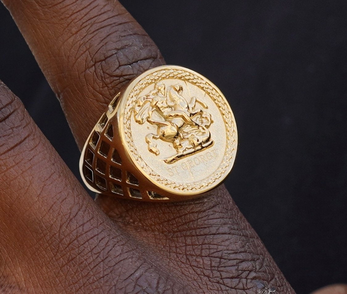 Mens Ring St George Sovereign Ring Gold Coin Ring 18K - Etsy UK
