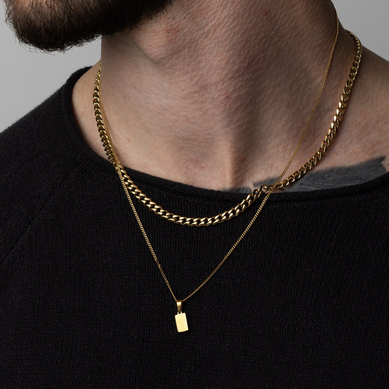 Mens Gold Chain - 5mm Cuban Chain Necklace for Men - Chunky 18K Gold ...