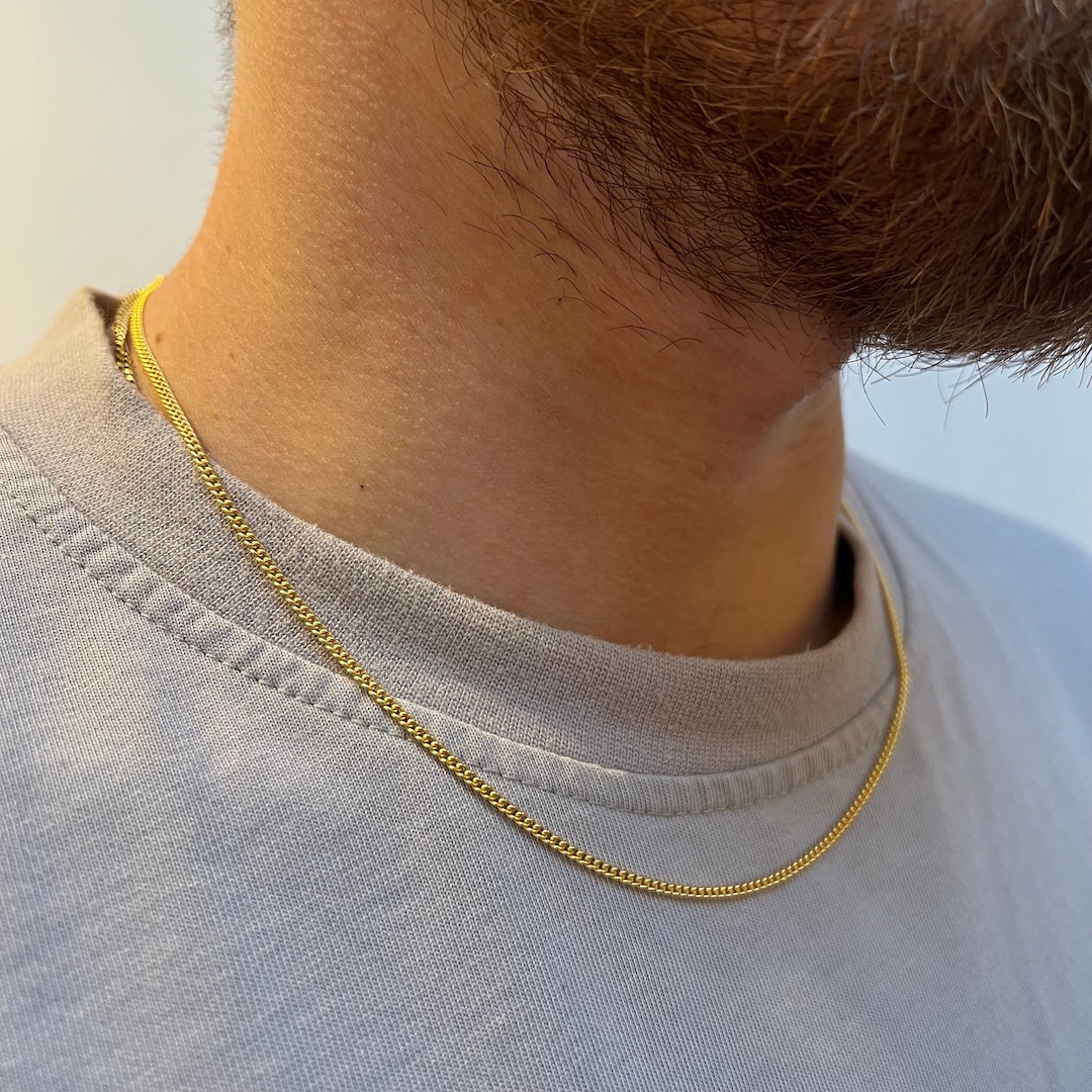 18K Gold Chain - Gold Connell Curb Chain - Mens Gold Chain Necklace ...