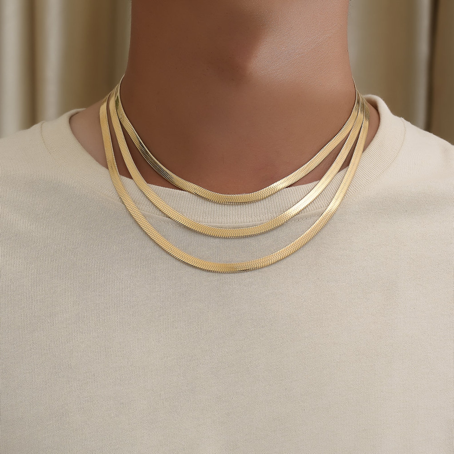 Gold Snake Chain, Mens Necklace Chain, 3mm / 5mm Gold Chain, 18K Gold ...