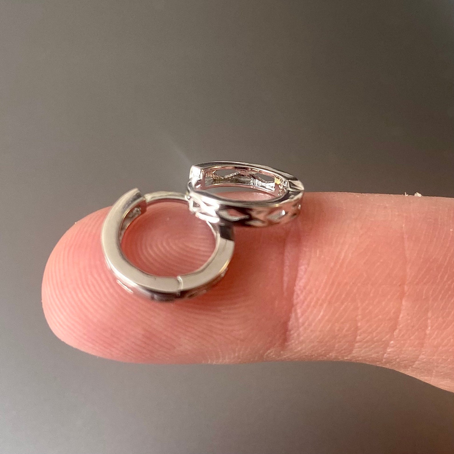 Mens Hoop Earrings Mens Patterned Silver Hoops 12mm Silver - Etsy