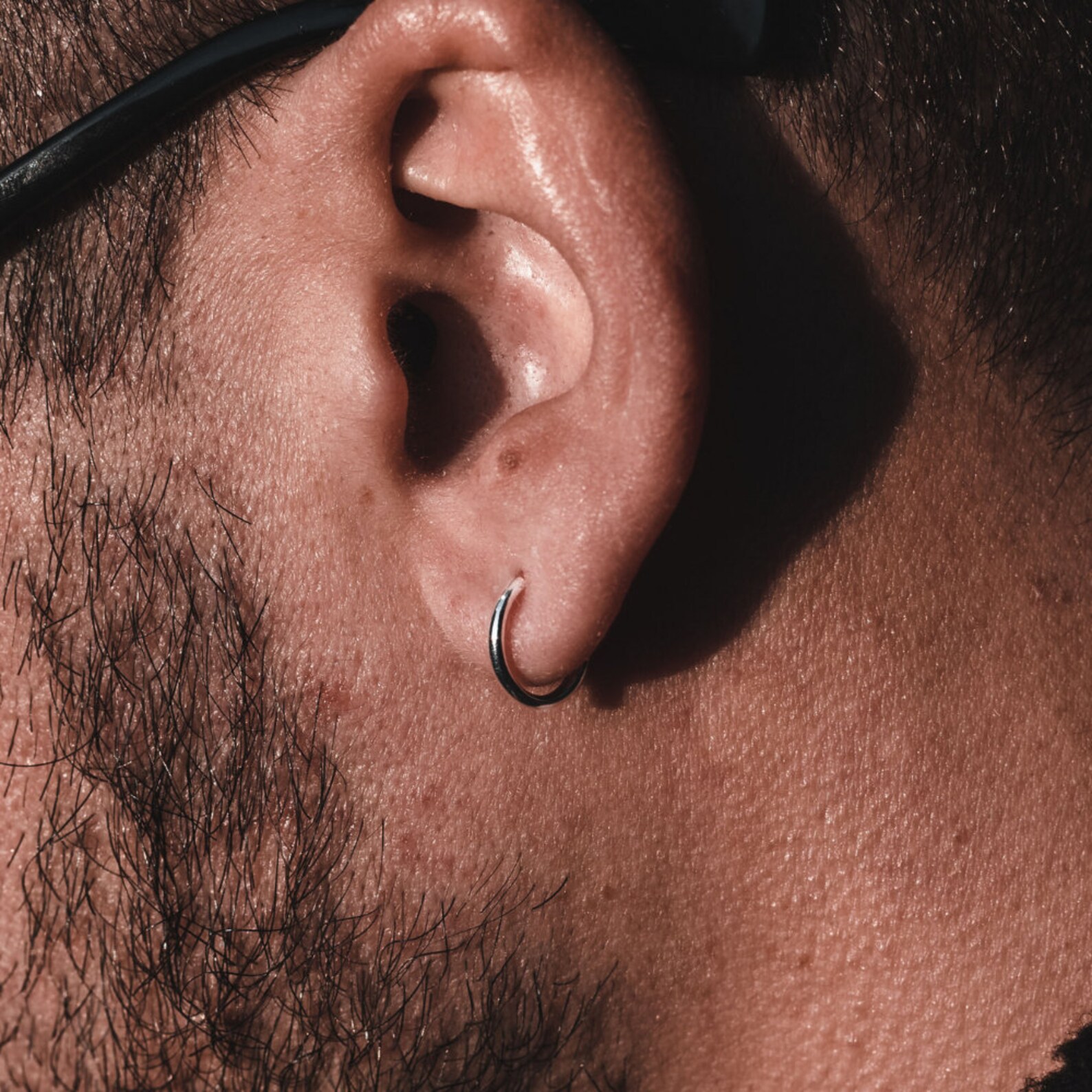 Mens Hoop Earrings - Mens Thin Silver Hoops, Silver Huggie Hoop ...